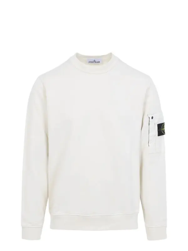 Stone Island Sweatshirt With Sleeve Logo - White