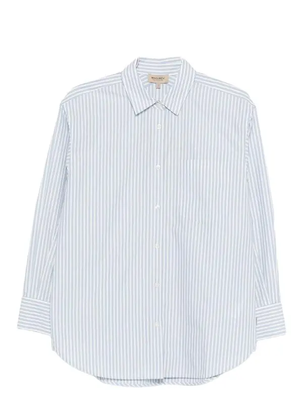 Woolrich Striped Cotton Shirt - Sky Blue