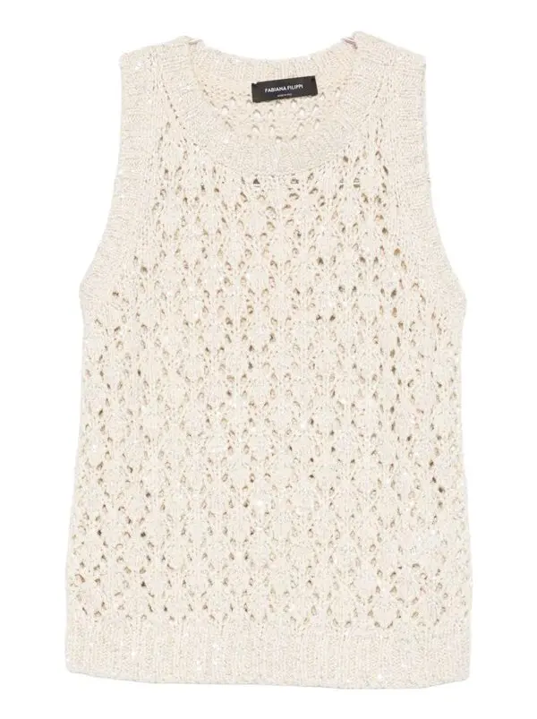 Fabiana Filippi Sleeveless Open-knit Top - White