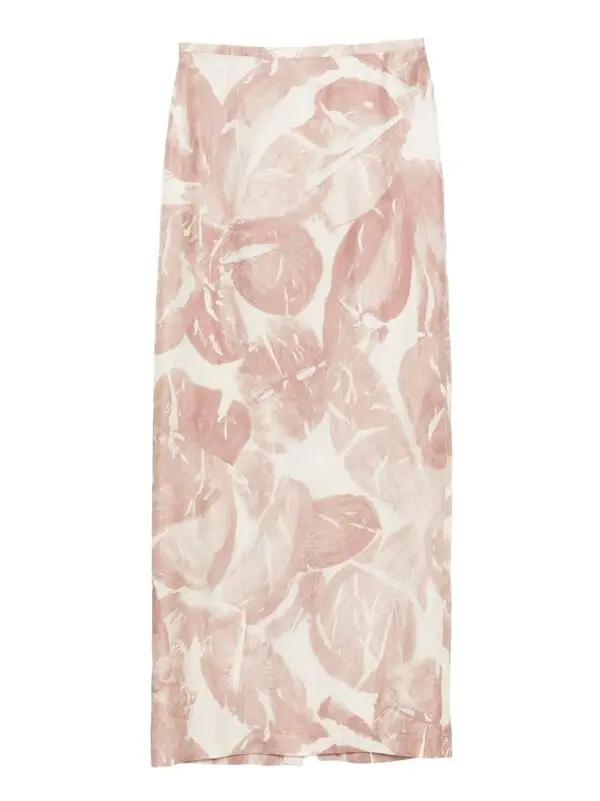 ALYSI Printed Silk Skirt - Pink
