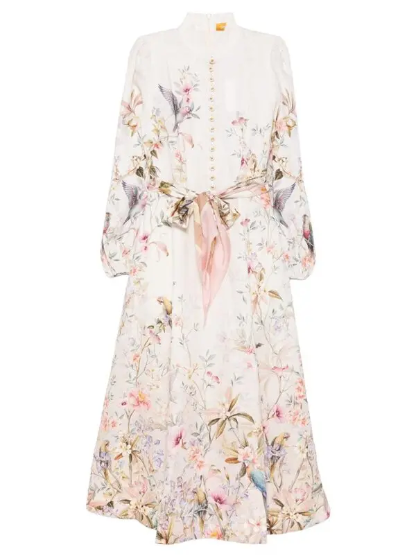 Zimmermann Rebellion Printed Midi Dress - Beige
