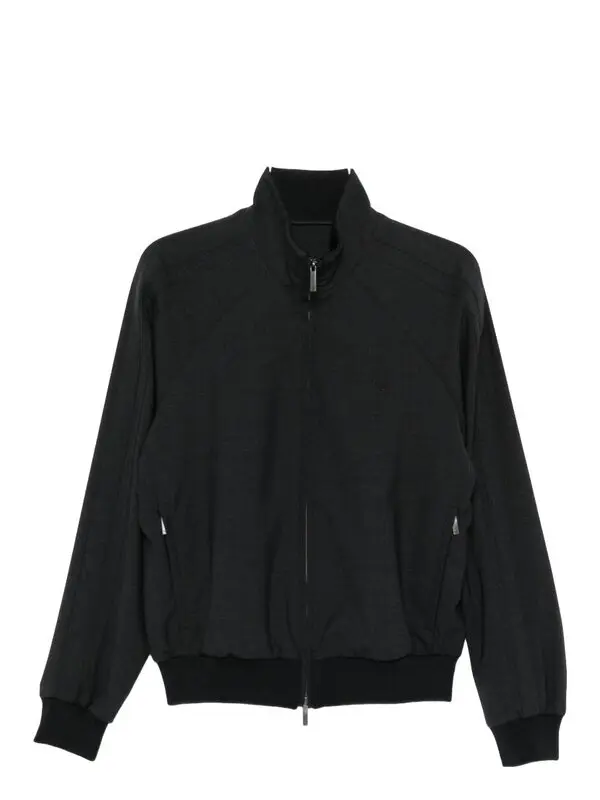 Emporio Armani Wool Blend Bomber Jacket - Grey