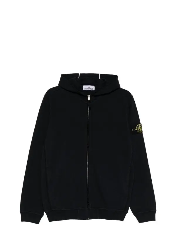 Stone Island Cotton Hoodie With Logo - Blue