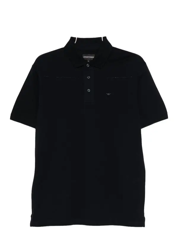 Emporio Armani Logo Cotton Polo Shirt - Blue
