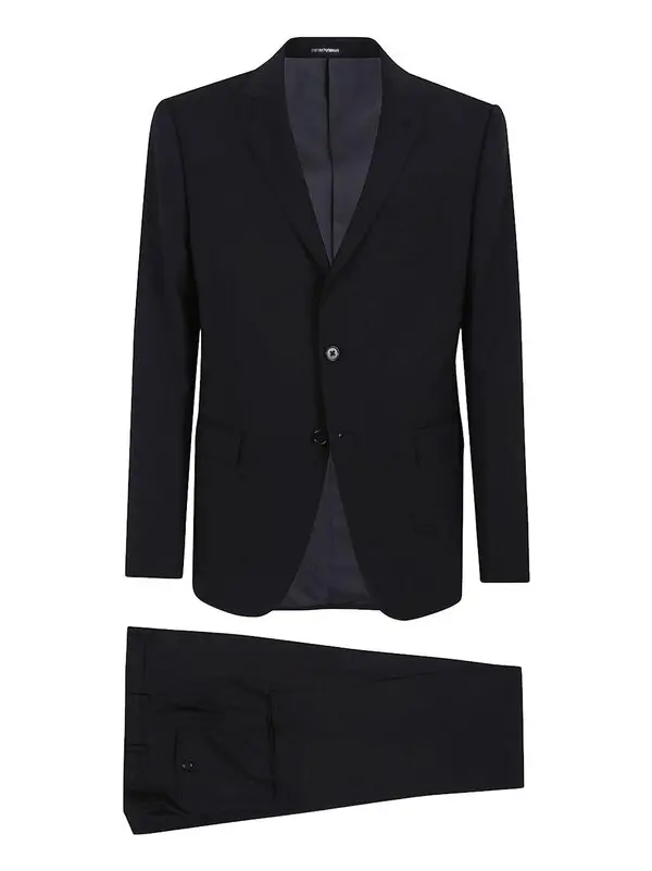 Emporio Armani Wool Single-breasted Suit - Blue