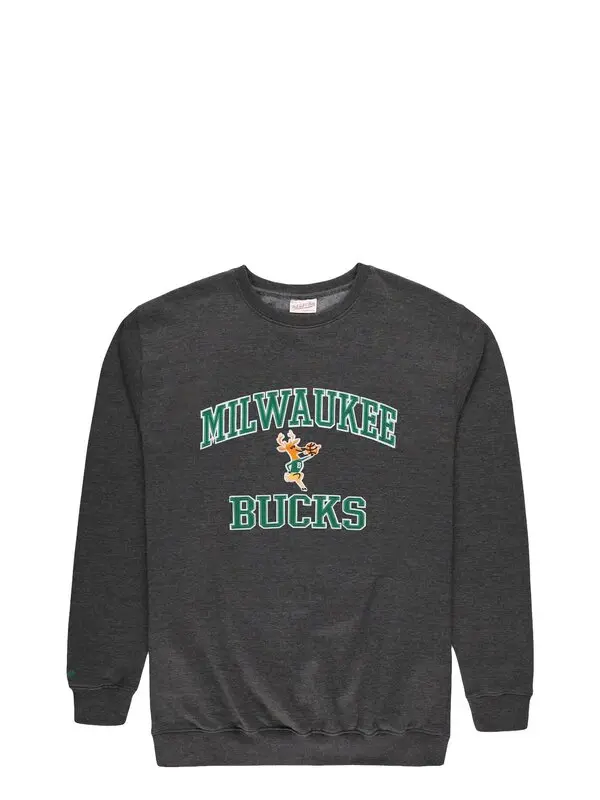 Mitchell & Ness Milwaukee Bucks Hardwood Classics Big & Tall Crewneck Sweatshirt - Heather Charcoal