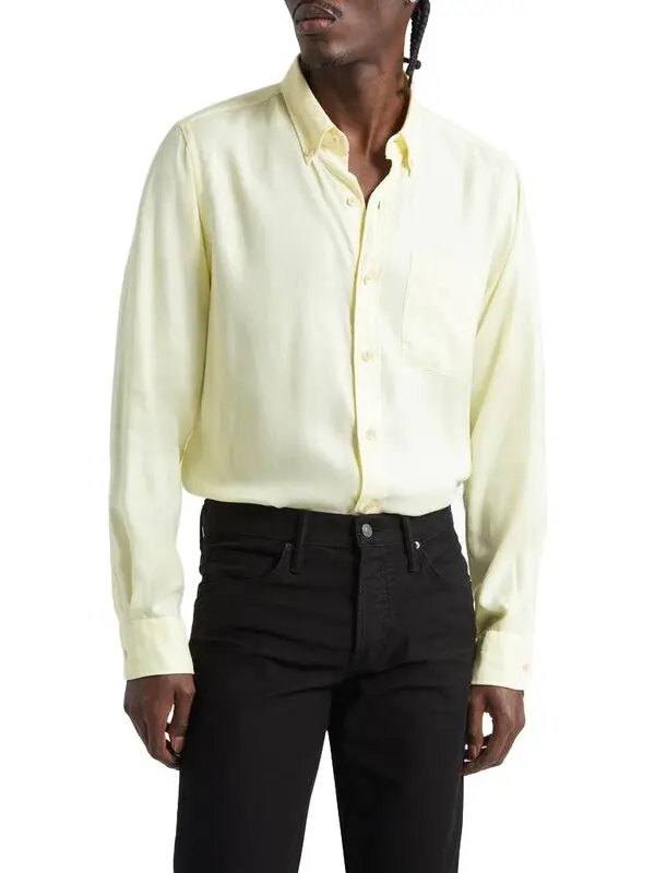 TOM FORD Light Fluid Gabardine Button-down Shirt - Vanilla