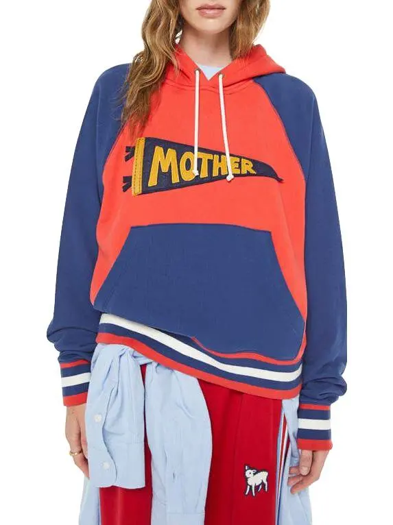 MOTHER The Square Colorblock Appliqué Hoodie - Mother Pennant