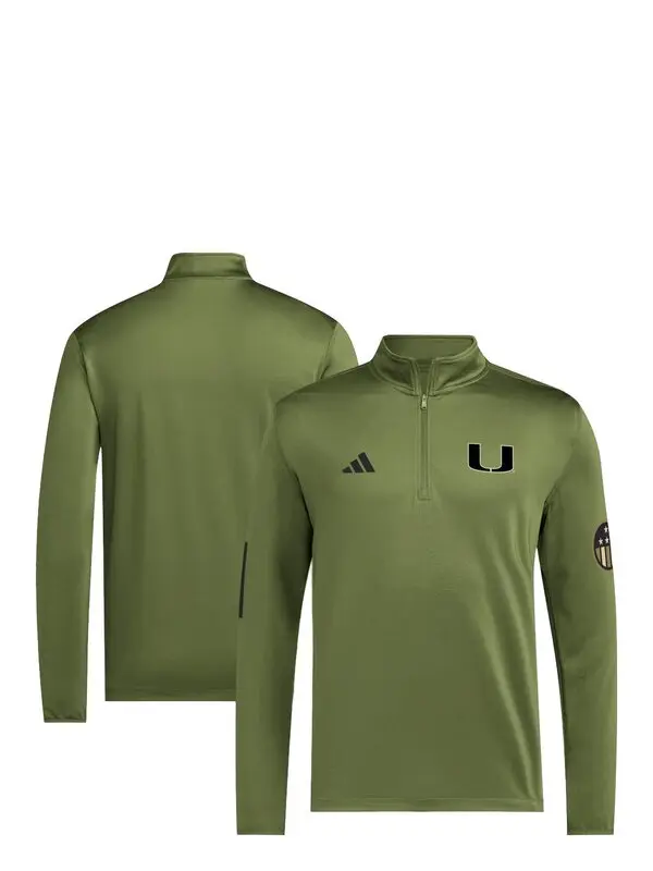 Adidas Miami Hurricanes Half-zip Golf Jacket - Green