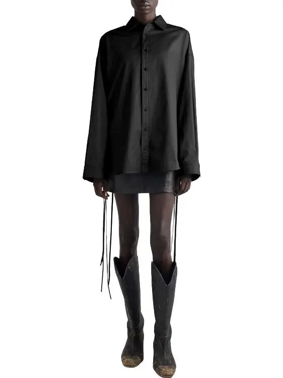 Balenciaga Oversized Cotton Gabardine Shirt With Lace-up Detail - 1000 Black