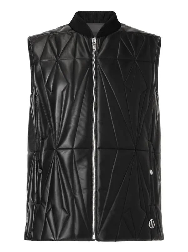 Rick Owens Logo-appliquéd Quilted Leather Gilet - Black