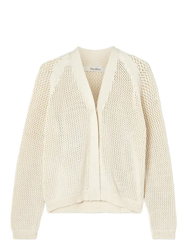 Max Mara Open-knit Silk-blend Cardigan - Ivory