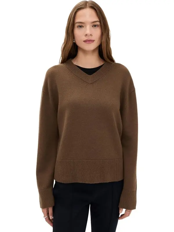 Vince Cashmere Blend V-neck Pullover - Hazelnut