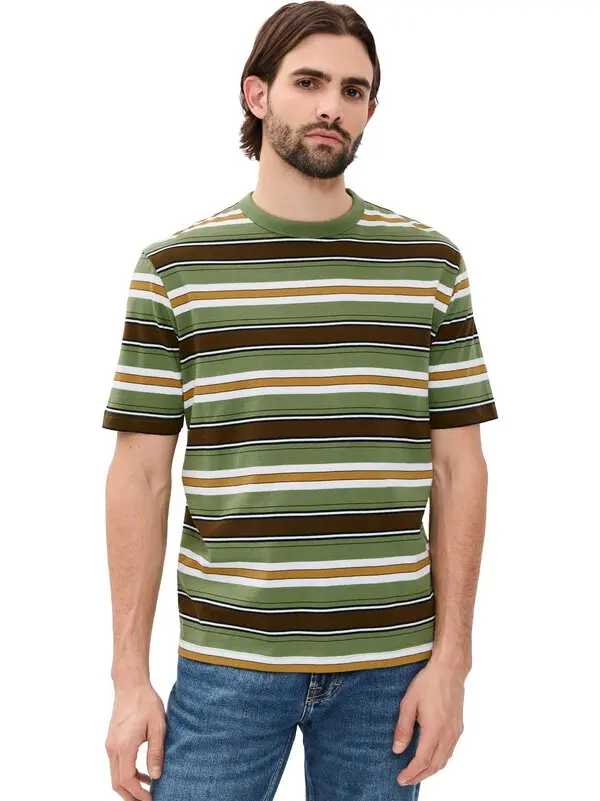 Paul Smith Casual Fit Striped Short Sleeve Tee - Pea Green