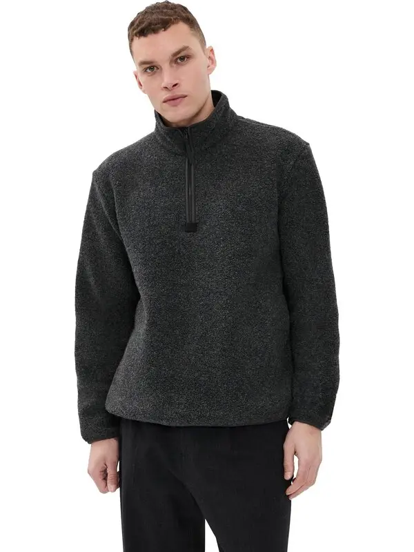 Theory Quarter Zip Wool Pullover - Charcoal Melange