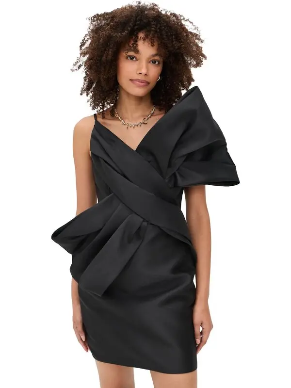 MARQUES' ALMEIDA Heavy Satin Mini Bow Dress - Black