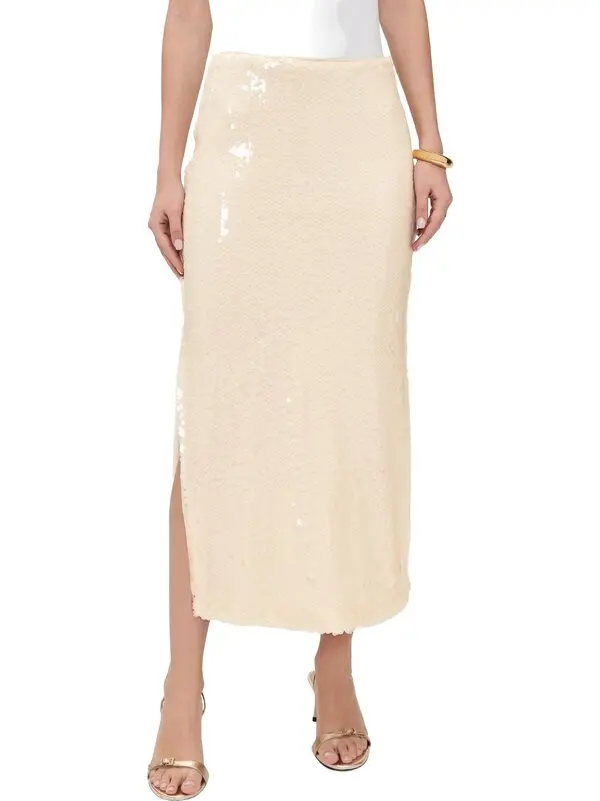 Endless Rose Sequined Midi Skirt - Ivory