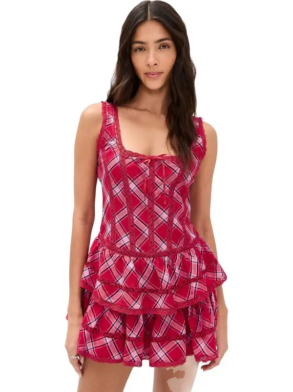LoveShackFancy Torres Mini Dress - Cherry Jubilee