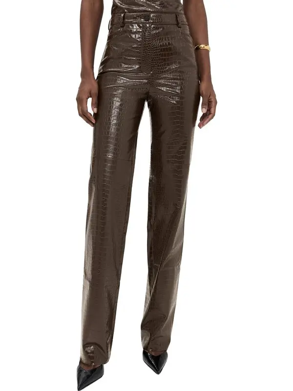CULTNAKED Embossed Crocodile Print Pants - Brown Croc