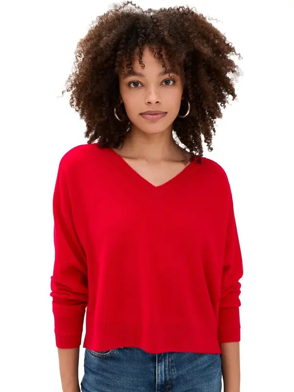 Tanya Taylor Audrey Cashmere V-neck Sweater - Scarlet