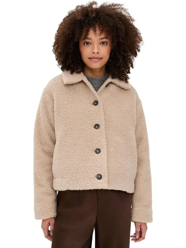 Vince Collared Sherpa Jacket - Marzipan