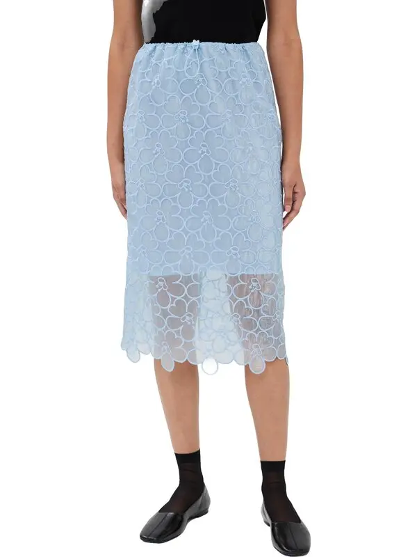 Cecilie Bahnsen Bria Embroidered Organza Skirt - Light Blue