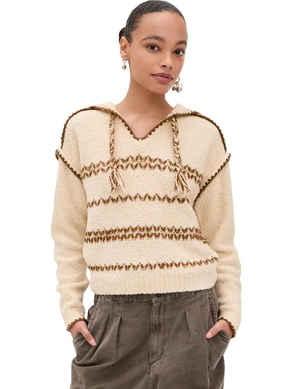 Isabel Marant Romera Hooded Boucle Knit Sweater - Ecru/bronze