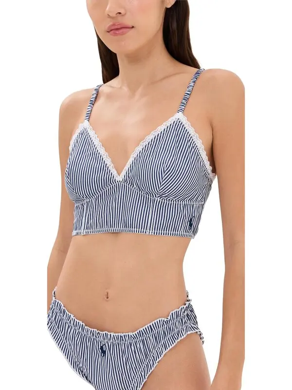 Polo Ralph Lauren Striped Bustier With Lace Trim - White Cloud/beacon Blue