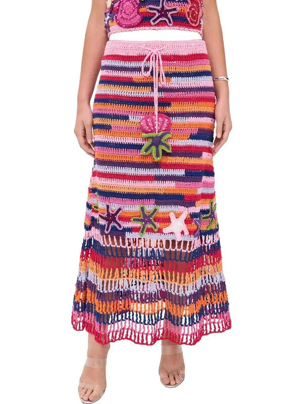 Celiab Venus Crochet Stripe Skirt - Multi