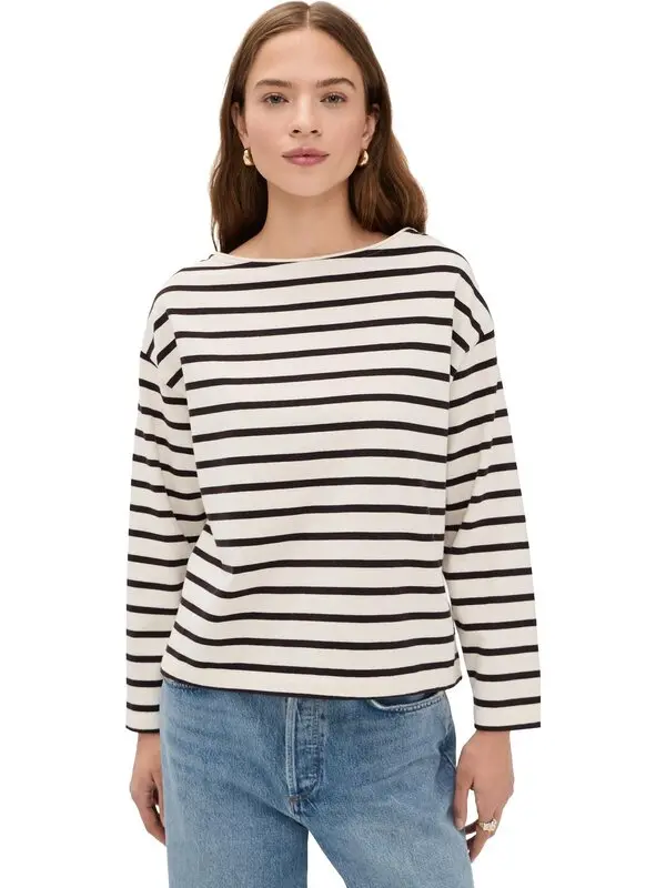 Citizens Of Humanity Boat Neck Long Sleeve Tee - Chocolate Stripe