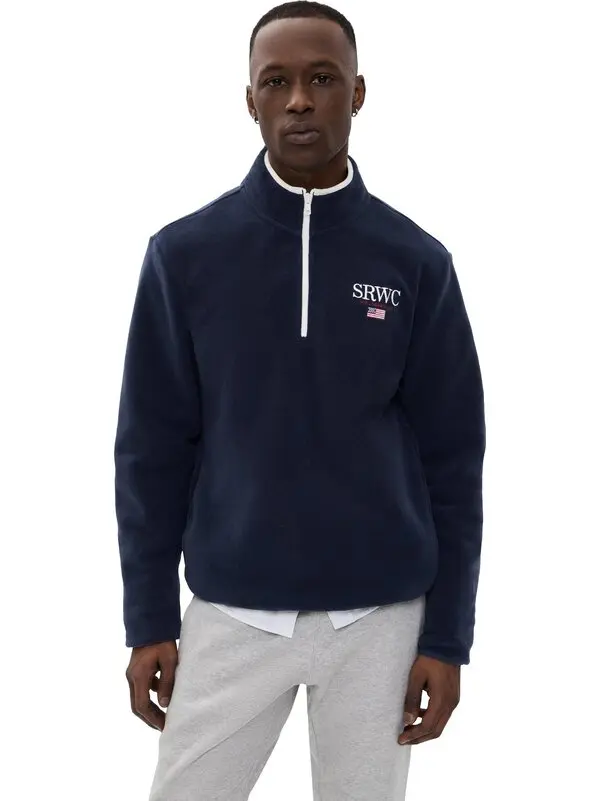 SPORTY & RICH Nautical Polar Quarter Zip - Dark Navy