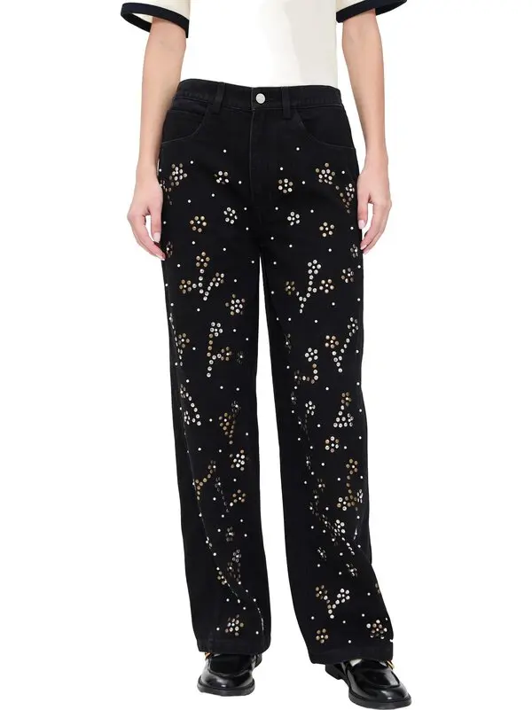 Sea Etta Denim Studded Jeans - Black
