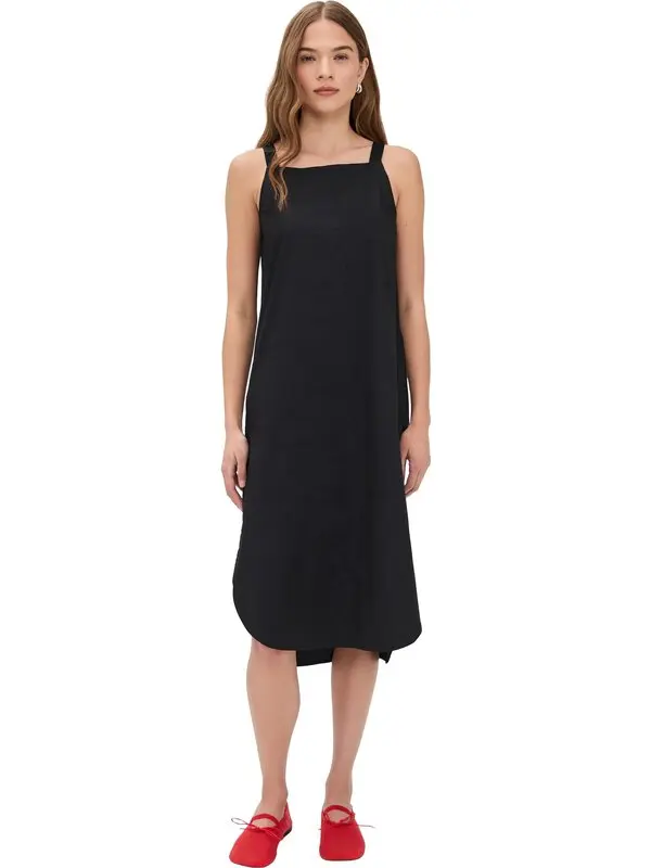 LEE MATHEWS Poplin Cami Midi Dress - Black