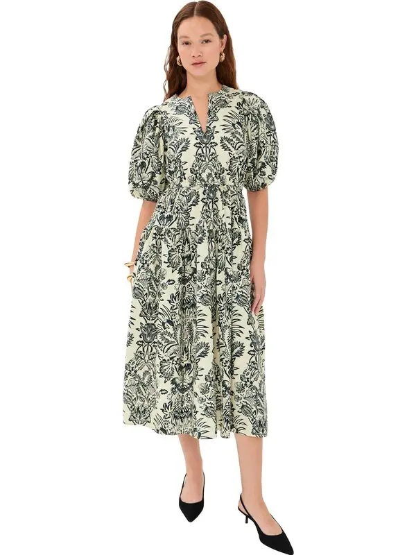 Ulla Johnson Harriet Floral Print Midi Dress - Ivory Flora