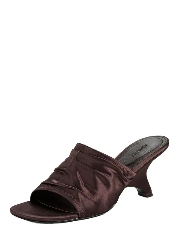 Simkhai Shadow Satin Wedge Mules - Cacao