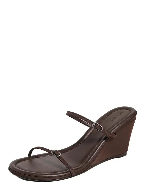 ST. AGNI Petit Belt Detail Wedges - Mocha