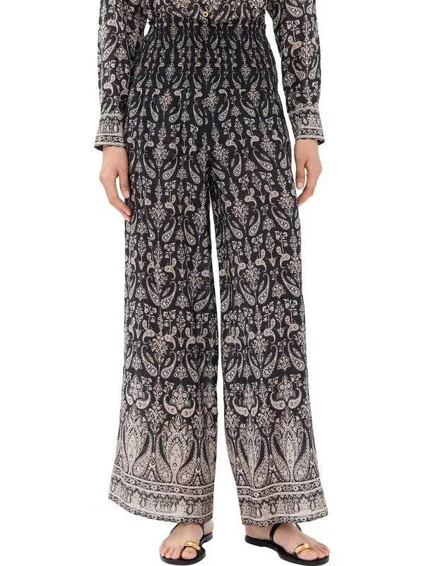 Veronica Beard Callaway Wide Leg Pants - Black Multi