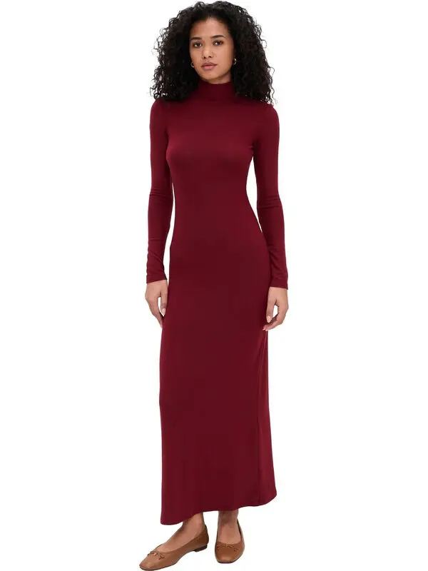 LESET Lauren Turtleneck Maxi Dress - Pinot