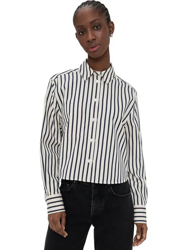 ANINE BING Essie Cropped Shirt - Maritime Stripe
