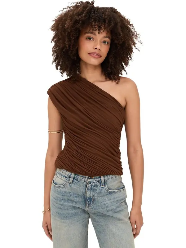 Ronny Kobo Camina One-shoulder Top - Soft Silt