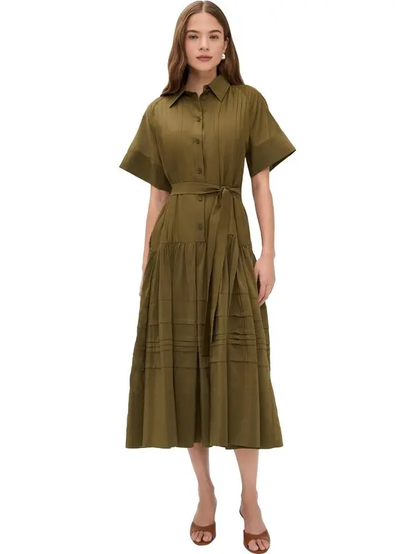 LEE MATHEWS Bonnie Shirt Dress - Khaki