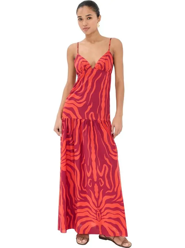 Johanna Ortiz Zea Palm Maxi Dress - Wine/dark Cherry