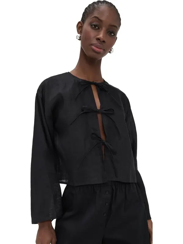 Mikoh Inka Linen Cover-up With Tie Detail - Night