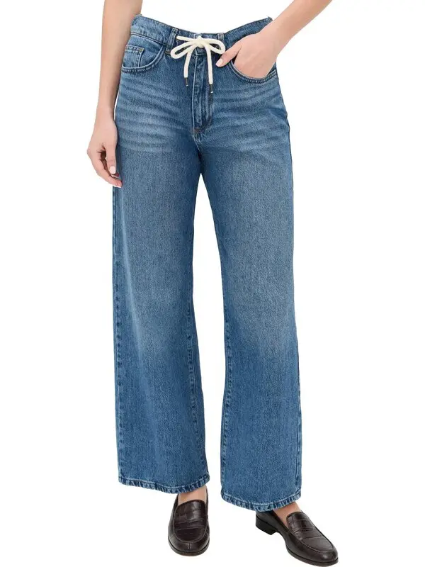Secular Wesley Wide Leg Drawstring Jeans - Vintage Wash