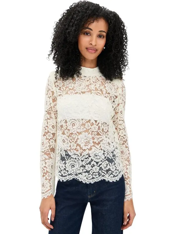 WAYF Dolly Lace Top - Ivory