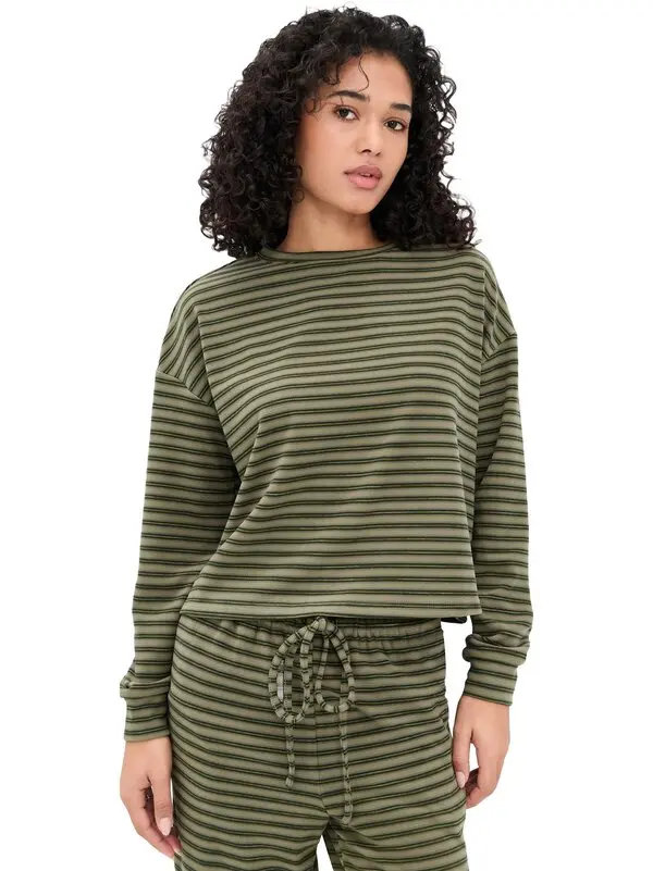 BAILEY ROSE Striped Long Sleeve Tee - Olive