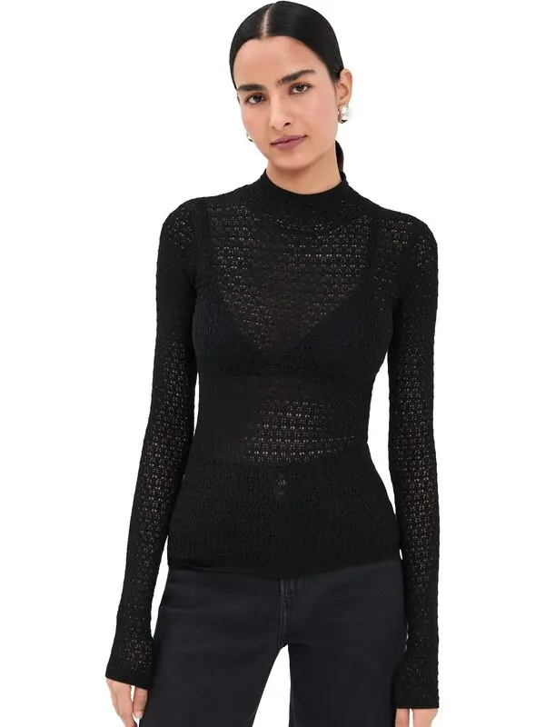 Sablyn Marlo Lace-like Fitted Tee - Black