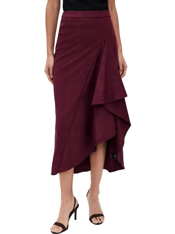 Line & Dot Valen Faux Suede Skirt - Maroon