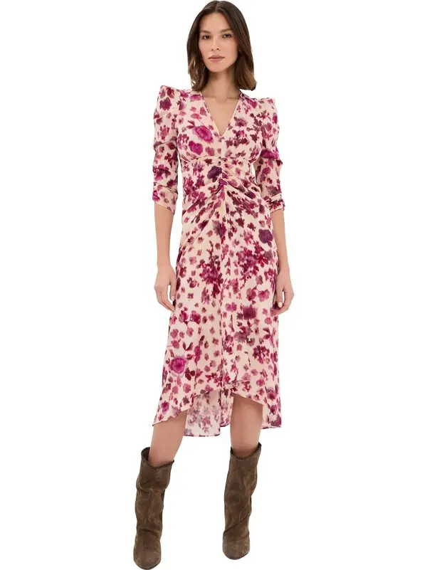 Isabel Marant Albini Printed Silk Blend Dress - Pink