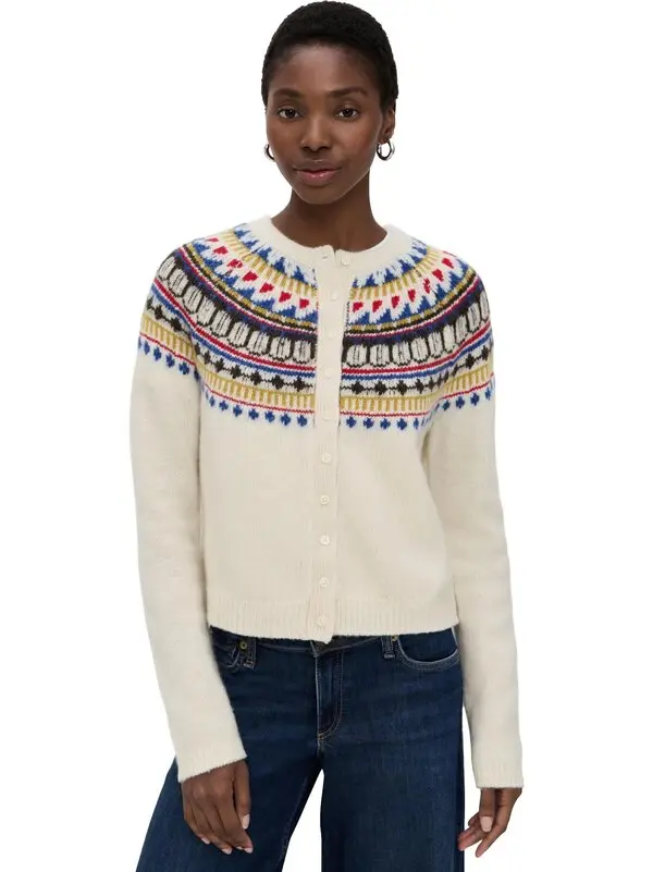 ALEX MILL Amina Fair Isle Sweater - White